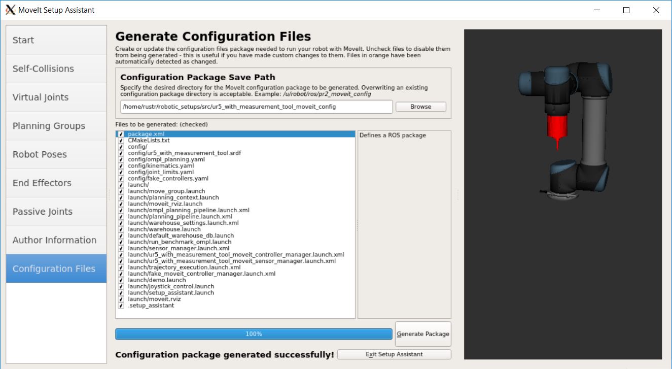compas_fab - Creating a MoveIt! package from the custom created URDF